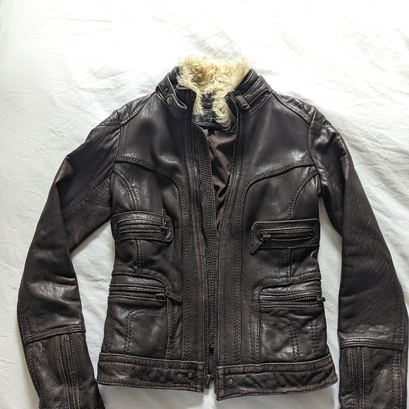 Aqua | Jackets & Coats | Aqua Aviation Inspired Leather Jacket With ...